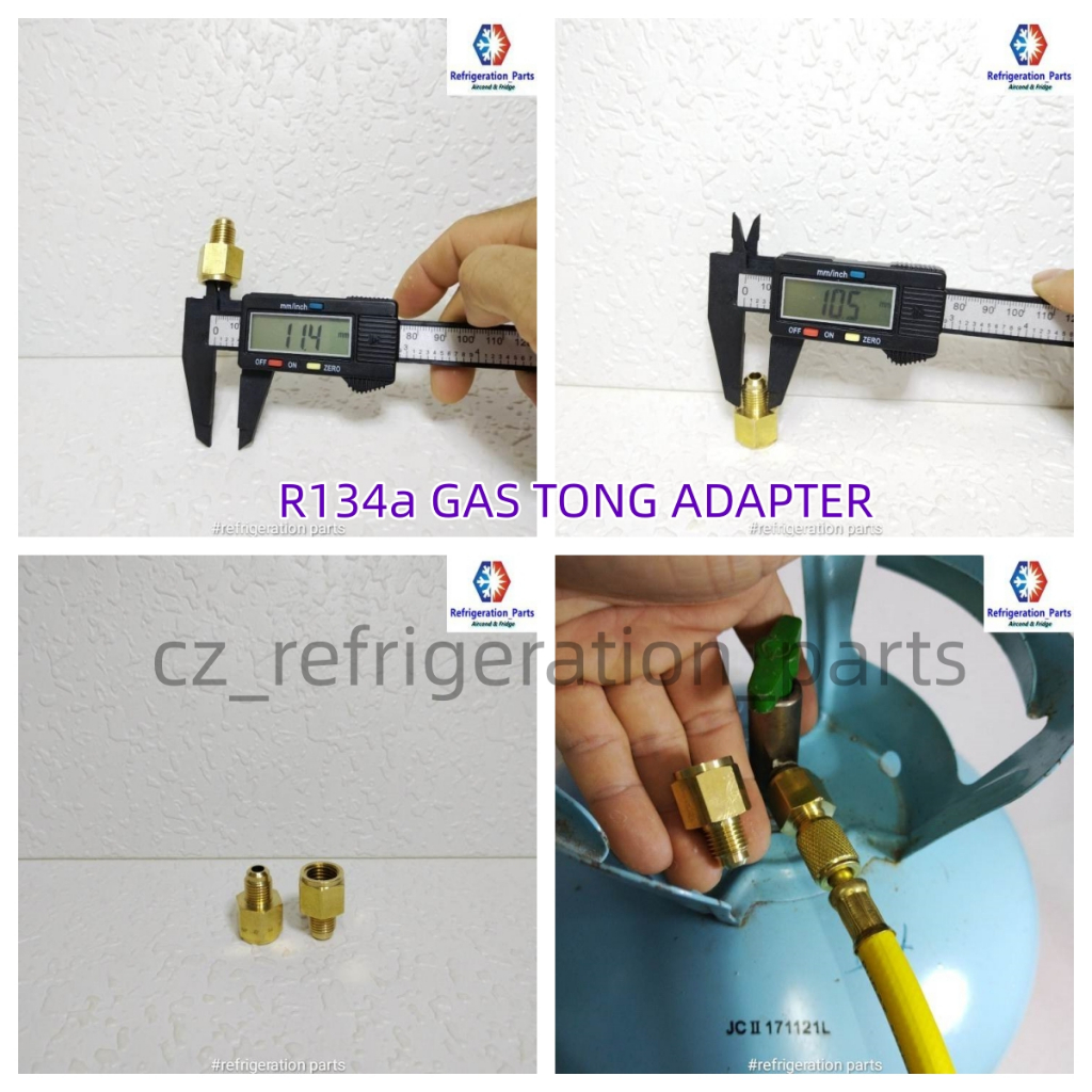 CZ 10pcs penukar nut r134a gas tong dengan r22 gas hos (F 1/2" X M 1/4 ...