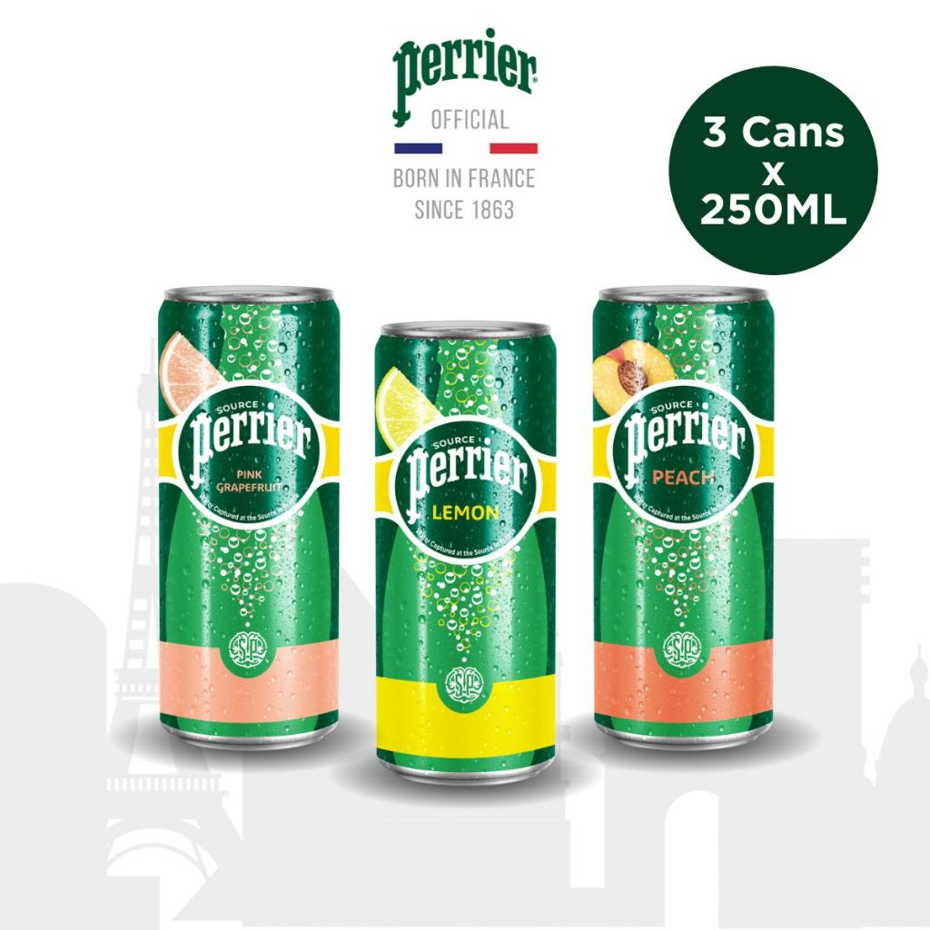 Perrier Natural 3 Flavored Sparkling Mineral Water 3CANS x 250ML ( Pink ...