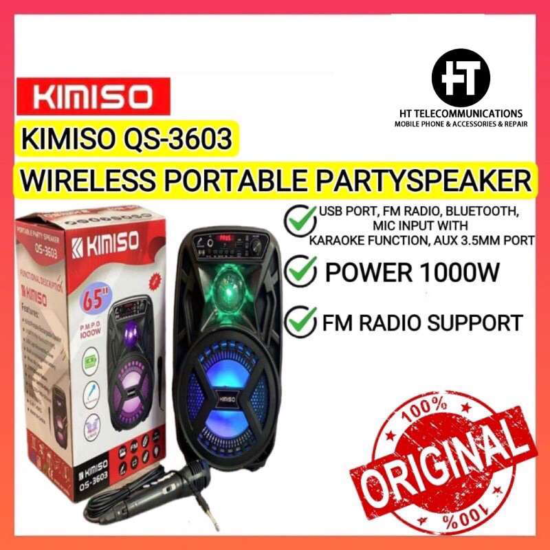 6.5/8" Inch Portable Outdoor Karaoke Kimiso QS3603 Wireless Bluetooth ...