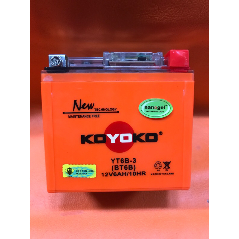 KOYOKO NANO GEL YT6B-3 FOR ADV150 PCX150 RS150 RSX150 VARIO150 | Shopee ...