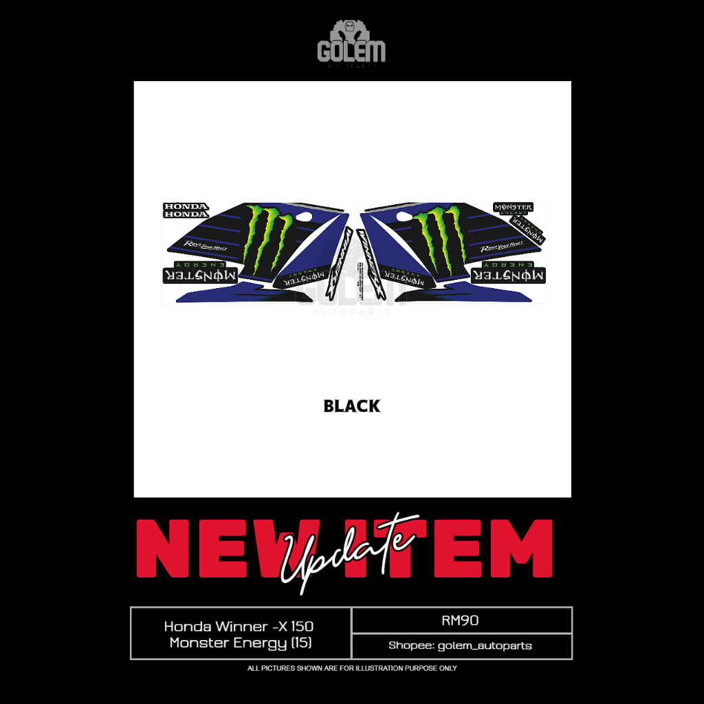 Honda Winner-X 150 RS X 150 (15) 2022 Monster Energy Gred AAA Sticker ...