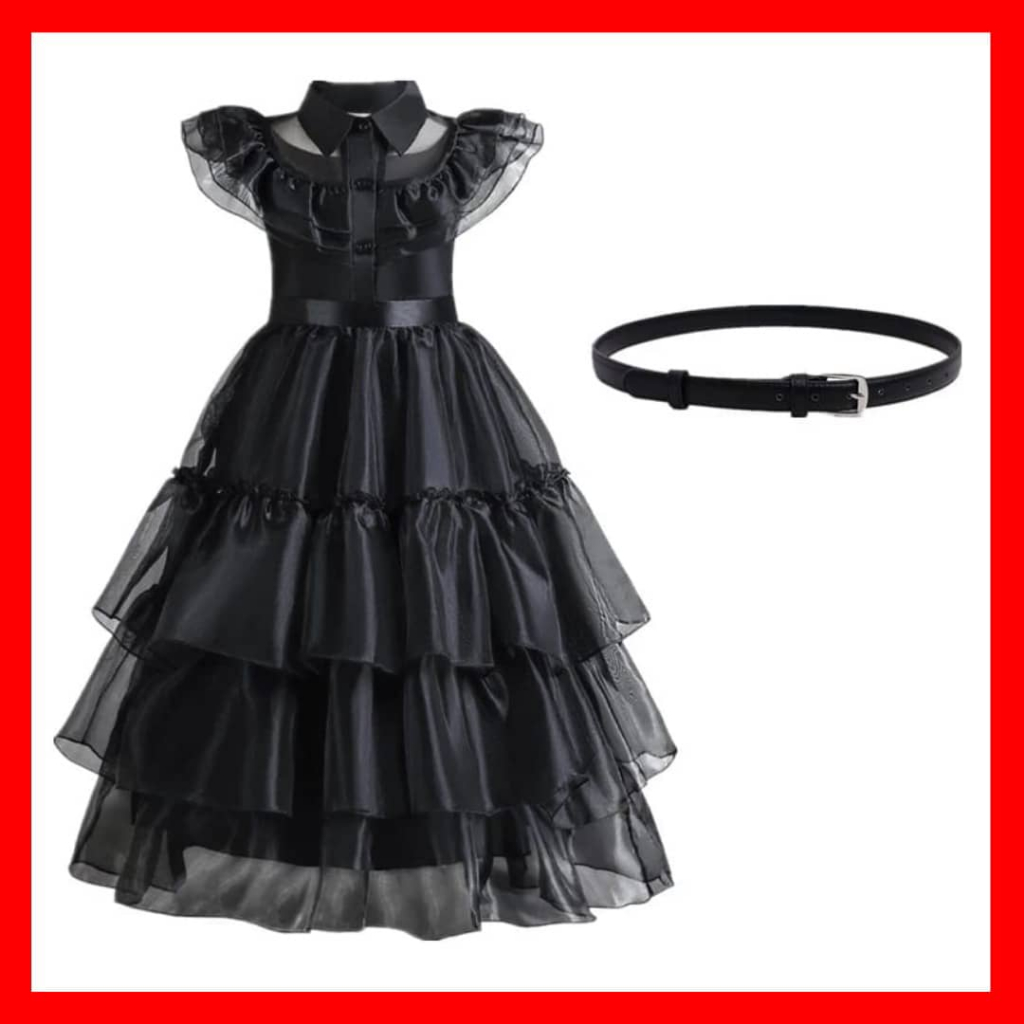 PAH Wednesday Addams Cosplay Dress for Girl Kids Movie Wednesday ...