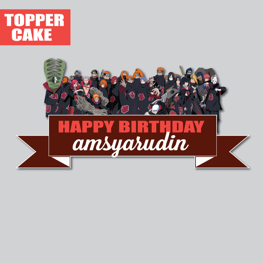 Akatsuki Naruto Cake Topper Decoration Party Kek Hiasan / Birthday Cake ...