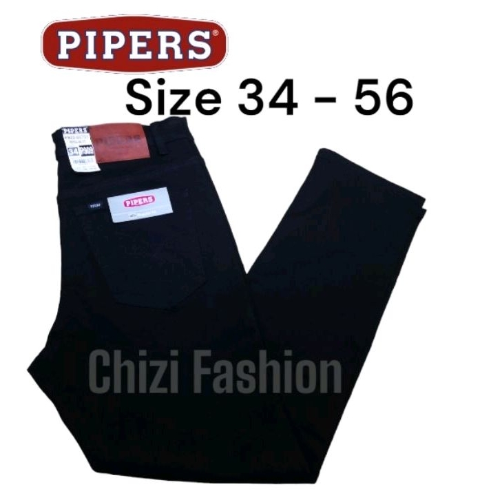 PIPERS MEN'S JEANS REGULAR # 909 # SUPER BLACK # PLUS SIZE STRETCHABLE ...