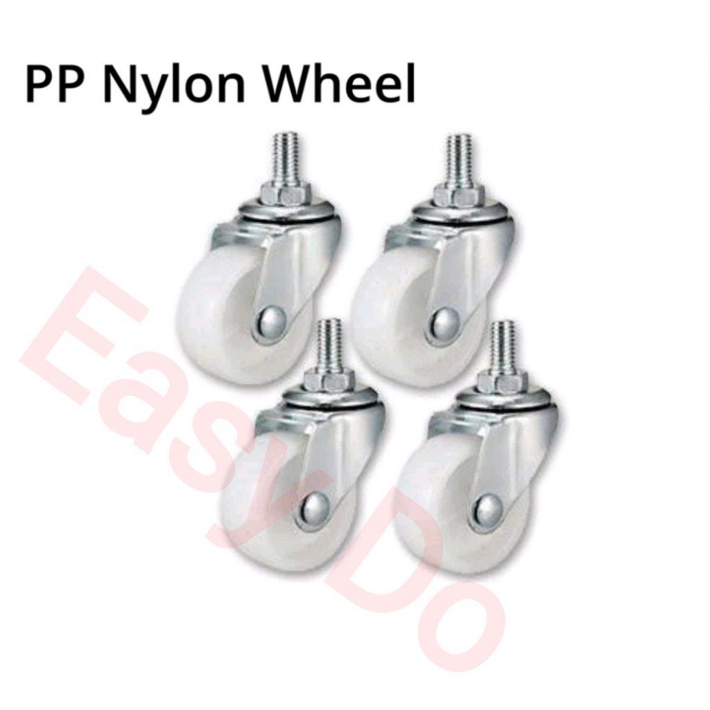 Screw 2 Inch Swivel Nylon Caster 360 Degree White PP Rubber Wheel ...