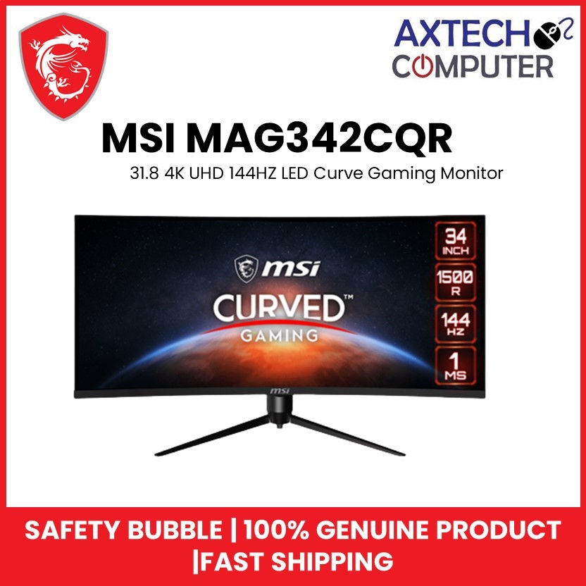 MSI Optix MAG342CQR 34" UWQHD Gaming Monitor (HDMI, DisplayPort, 3Yrs ...
