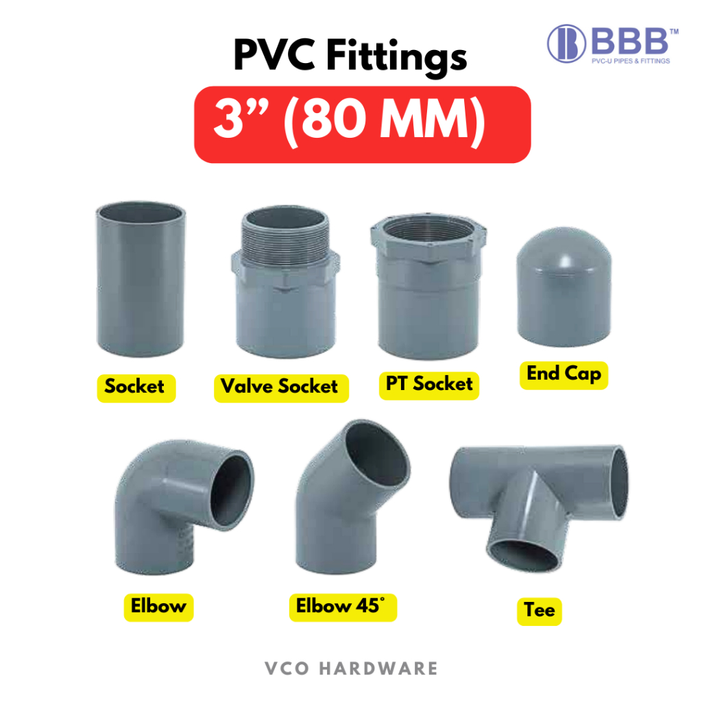 [ 3" / 80 MM ] BINA PVC Pipe Fittings/PVC Connector/Paip Sambung /Elbow ...
