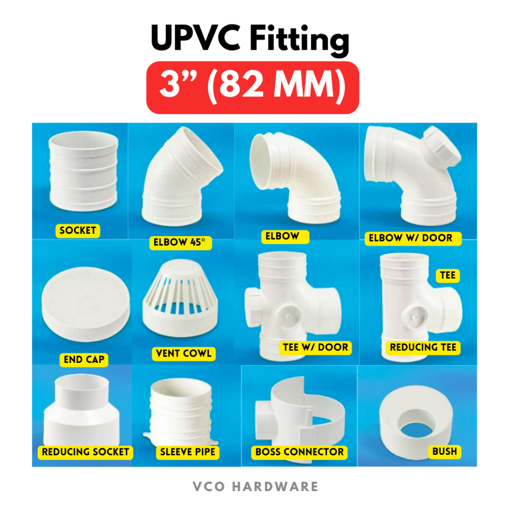[ 3" / 82 MM ] UPVC Pipe Fittings White UPVC Pipe Connector/Pemyambung ...