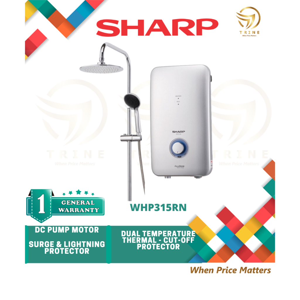SHARP DC Pump Water Heater With Rainshower (WHP315RN) | Shopee Malaysia