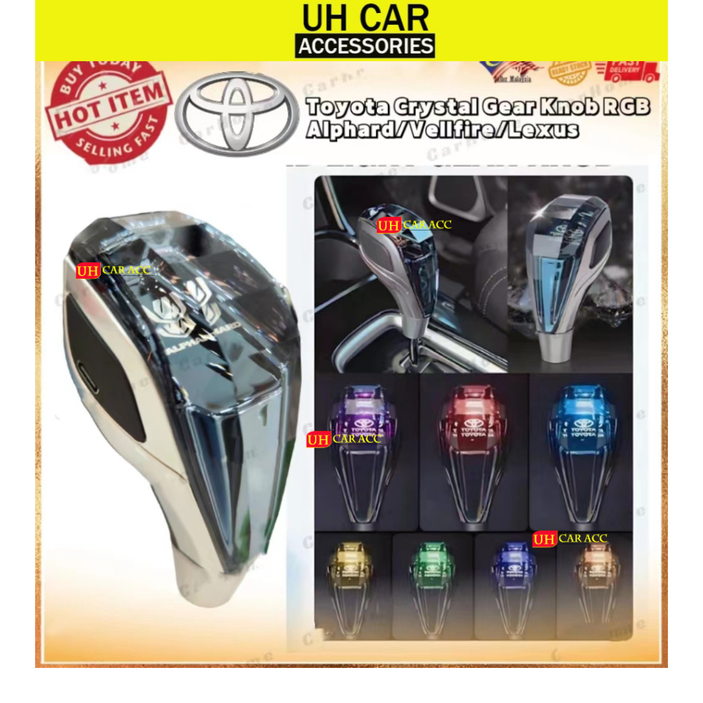 Toyota Alphard Vellfire Lexus crystal gear shift knob with RGB Colour ...