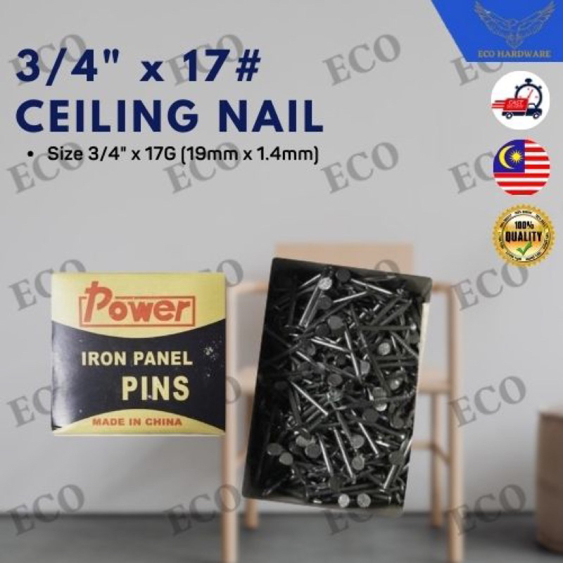 3/4" POWER Common Iron Wire Nails 19mm Paku Siling Ceiling Nails Iron ...