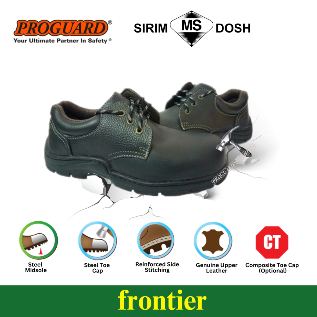 FRONTIER Low-Cut Shoe Lace Safety Shoe c/w Steel Toe Cap & Steel Mid ...