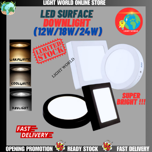 💥PROMOTION💥 LED Surface Downlight Round/Square 12W 18W 24W LED Panel ...