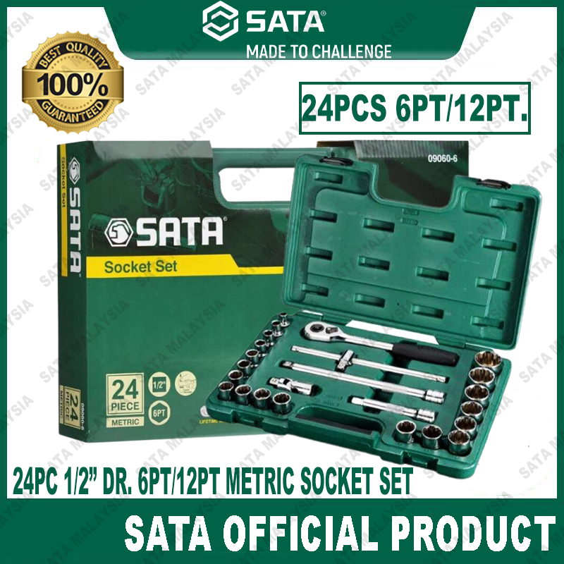 SATA 24 Pc. 1/2" Drive 6/12Pt.Metric Socket Set/ Set Soket 6Pt 24 Pcs 1 ...