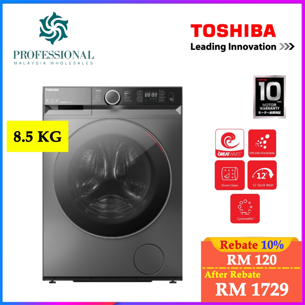 Toshiba 8.5KG/ 9.5KG/ 10.5KG Front Load Origin Inverter Washer Deep Clean Matters | Shopee Malaysia
