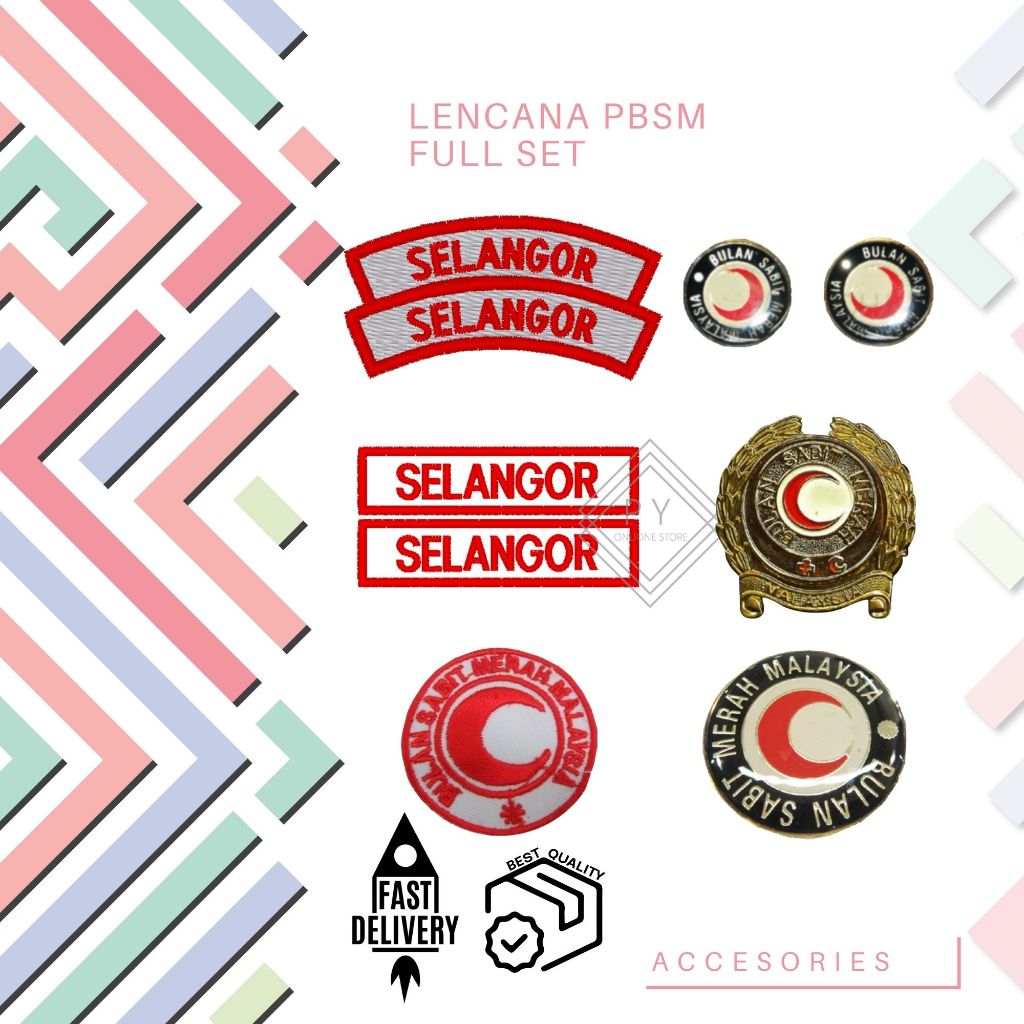 LENCANA KADET PERSATUAN BULAN SABIT MERAH / BADGE PBSM ( FULL SET ...