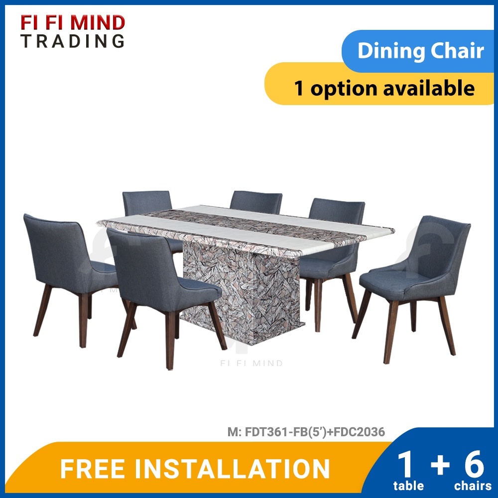 Edvards Marble Dining Set/ Marble Dining Table/ Meja Makan 6 Kerusi ...