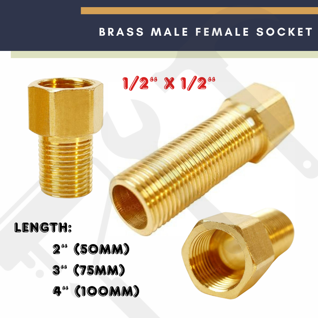 1/2" x 1/2" Brass Male Female Socket | Pipe Extension | Tap Extension ...