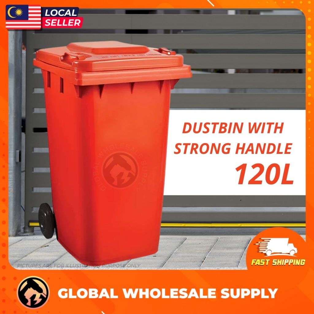 120L Dustbin Trash Trolley Kitchen Food Waste Composting Hard Plastic ...