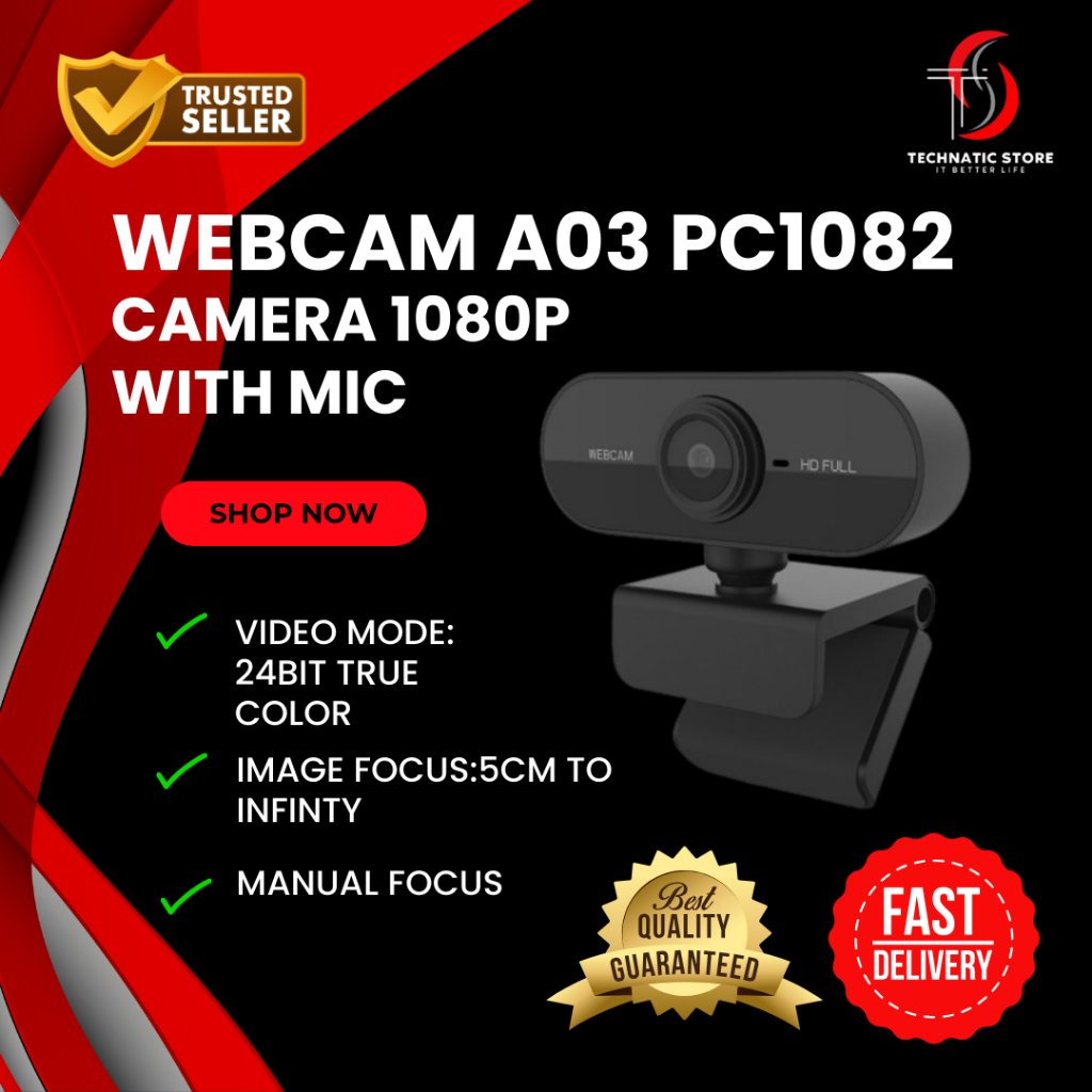 WEBCAM A03 PC1082 CAMERA WITH MIC 1080P | Shopee Malaysia