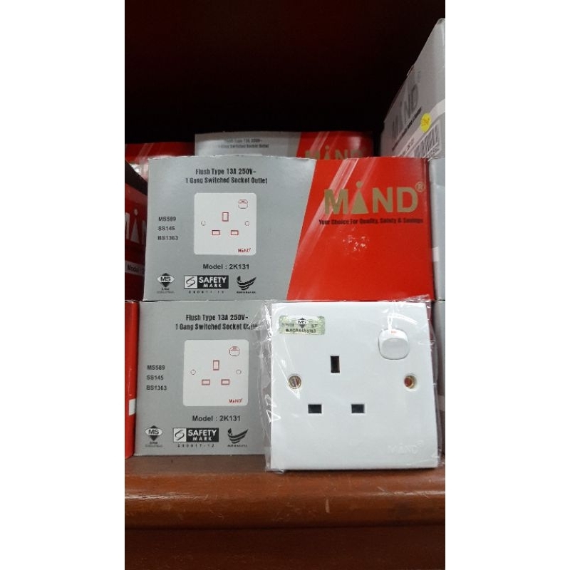 MIND switch soket outlut 13a 2k-131 1g/2g/3g/4g/5g/20a DP/Dimmer ...