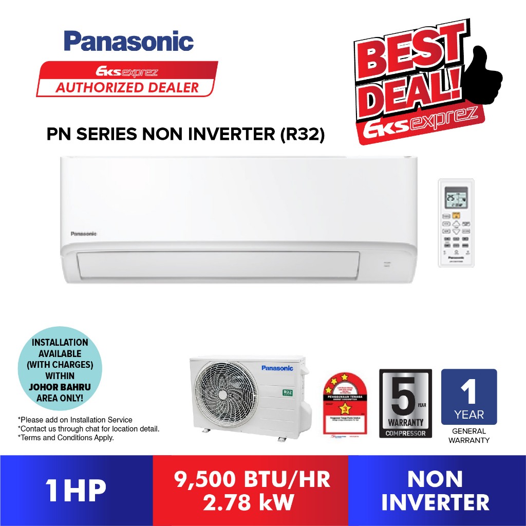 Panasonic Penghawa Dingin Standard Non-Inverter R32 CS-PN9WKH / PN12WKH ...