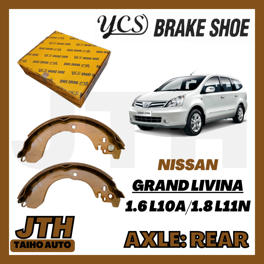 TAIHOAUTO YCS Rear Brake Shoe Nissan Grand Livina Ceramic Break Drum Belakang Brek Pad Made In ...