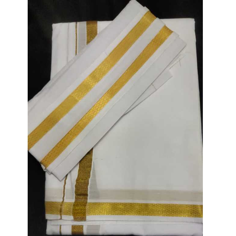INDIAN TRADITIONAL VESHTI 8 X4 (COOL COTTON WITH GOLD BORDER ) | Shopee ...