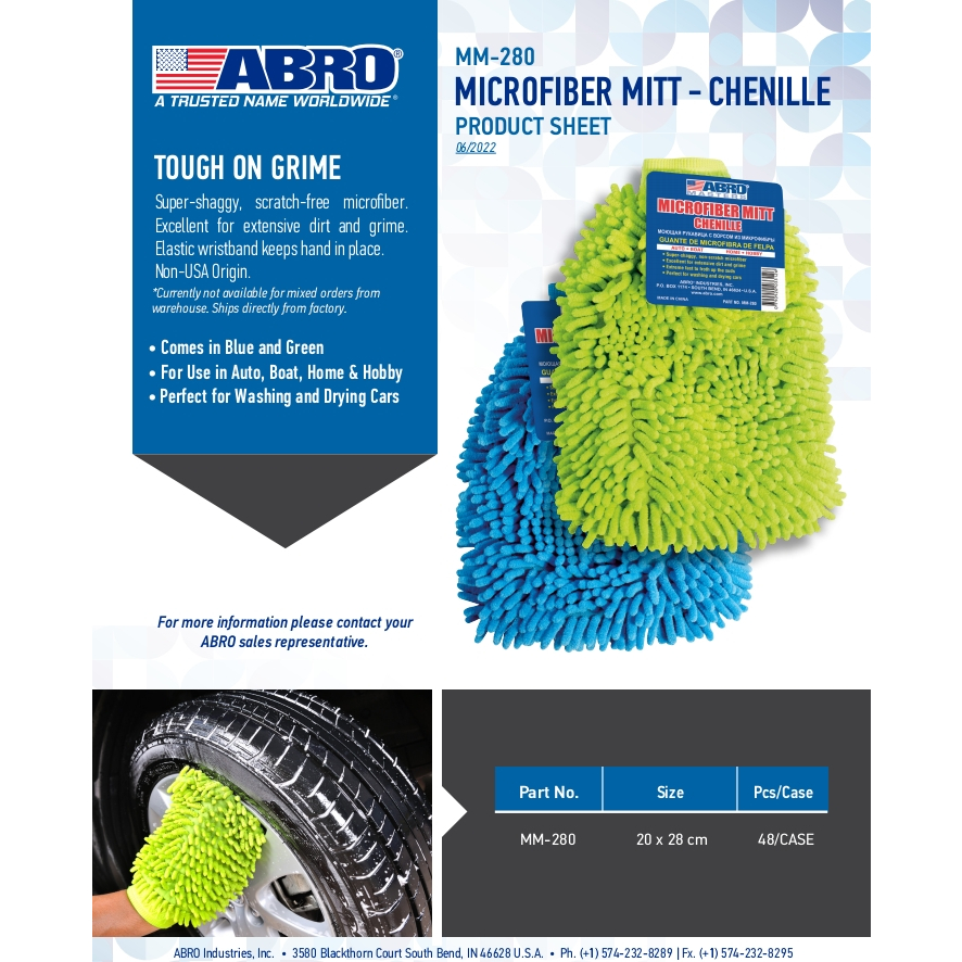 ABRO CAR MICROFIBER MITT-CHENILLE(MM-280) | Shopee Malaysia