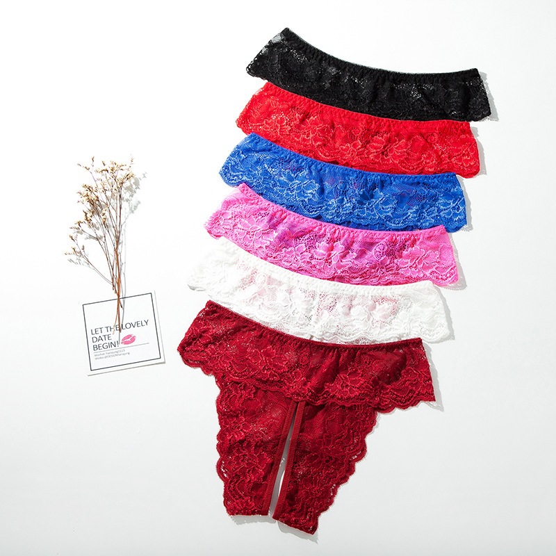 [ReadyStock] LOVEENA Women Sexy Panties Open Bottom Thong Lace T-back ...