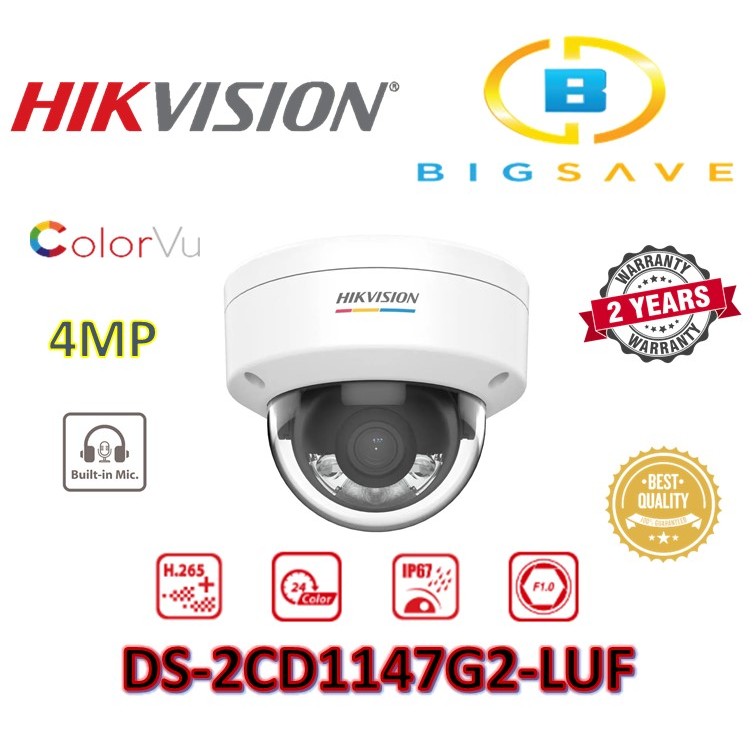 HIKVISION 4MP DS-2CD1147G2-LUF COLORVU MD 2.0 FIXED DOME NETWORK CAMERA BUILT IN MIC | Shopee ...