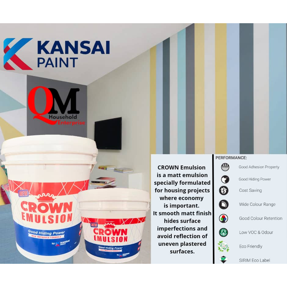 KANSAI PAINT CROWN EMULSION (WHITE) 18LITER | Shopee Malaysia