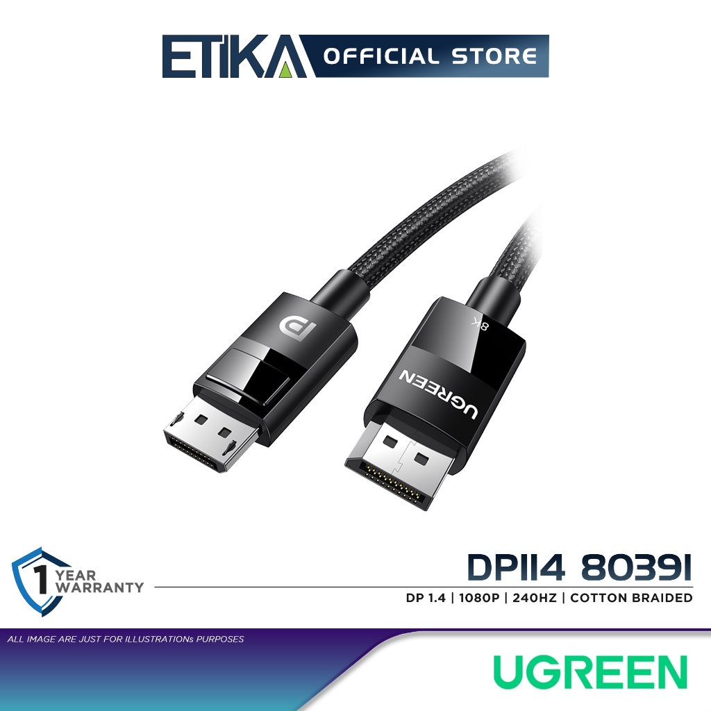 UGREEN DP114-80391 | 8K DisplayPort V1.4 Cable DP Male to DP Male 8K ...