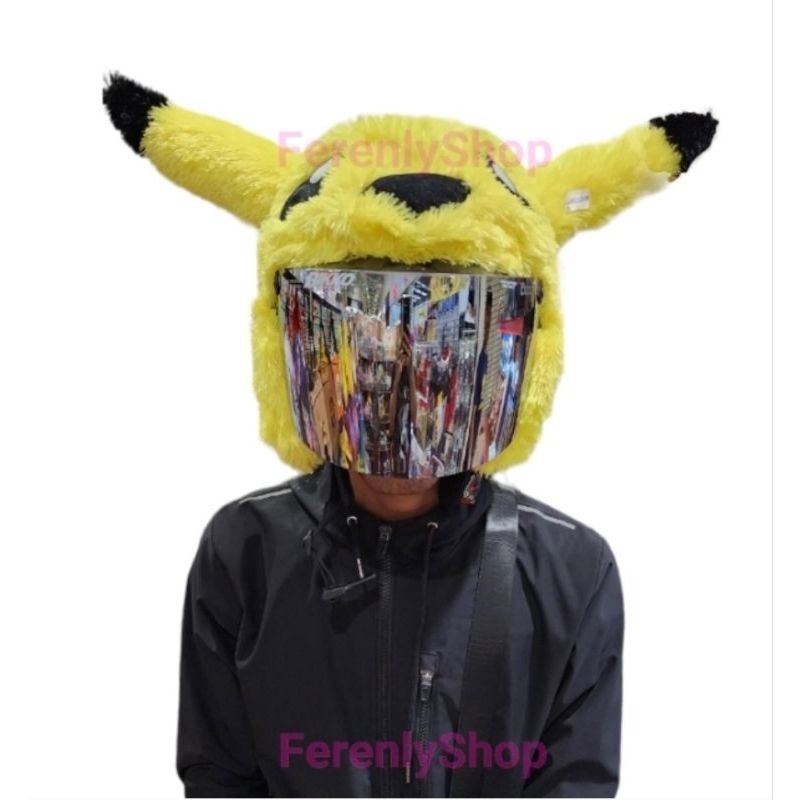 Sarung Helmet Pikachu for Half Face Free Size Helmet Cover Pokemon ...