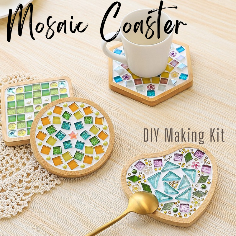 DIY Mosaic Coaster Making Kit – Creative Wooden Coaster Craft Set for ...