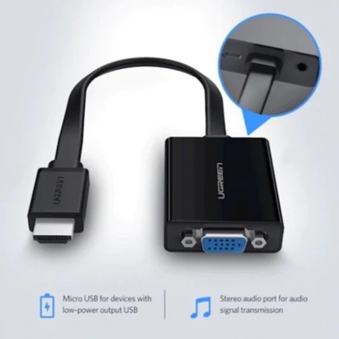 UGREEN HDMI TO VGA CONVERTER 25CM (BLACK) (ADP-UG-MM103-40248) | Shopee Malaysia