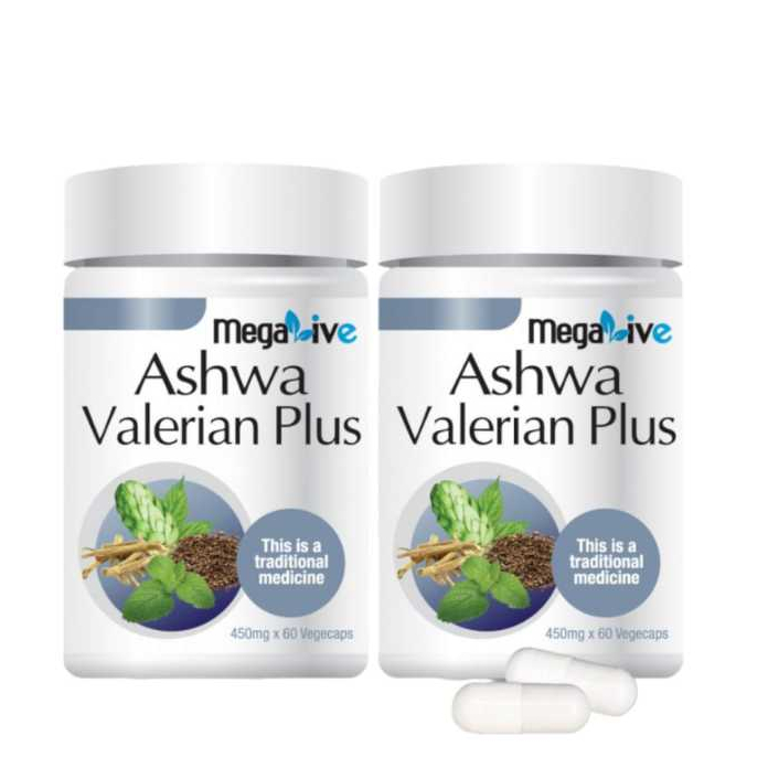 MEGALIVE Ashwa Valerian Plus Vegecaps 450mg 2 x 60s [EXP: 23/3/2024 ...