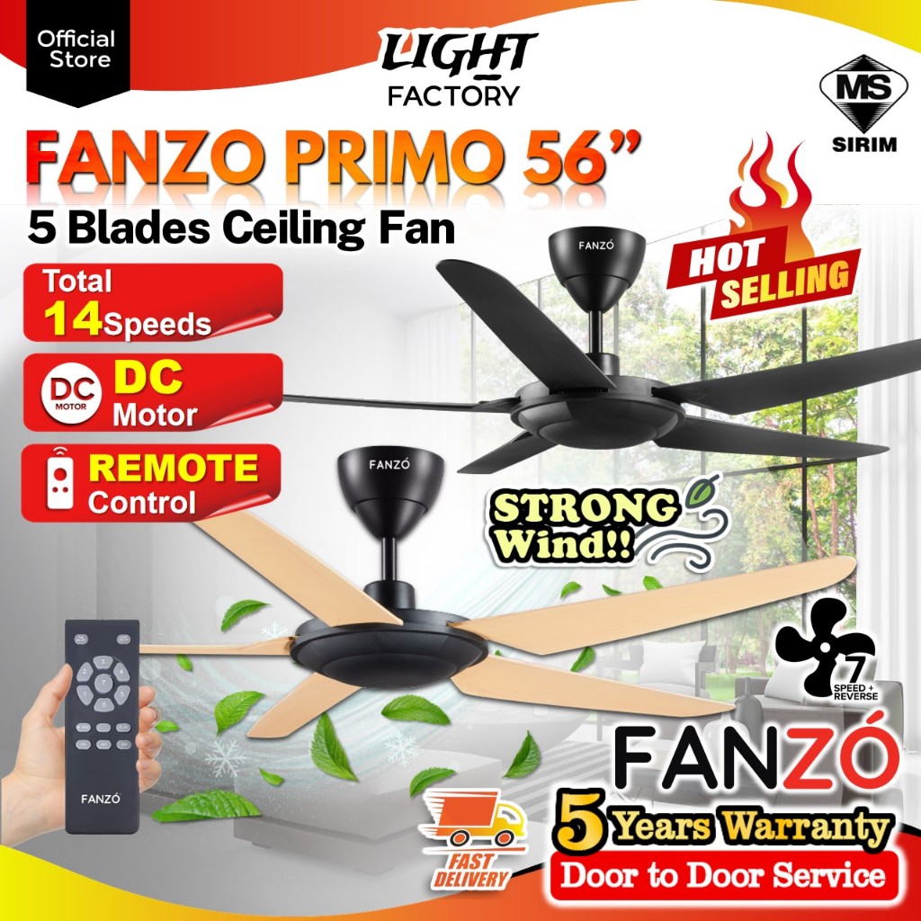 🔥NEW ARRIVAL🔥 FANZÓ PRIMO 56" 5 Blades DC Motor Ceiling Fan with 7 ...