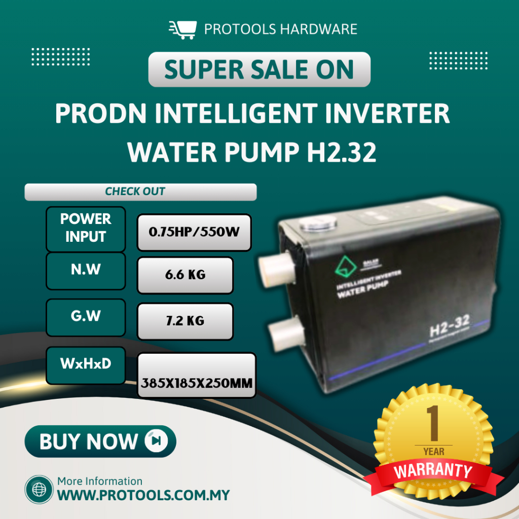 PRODN INTELLIGENT INVERTER WATER PUMP (H2-32) 550W - Hot or Cold Water ...