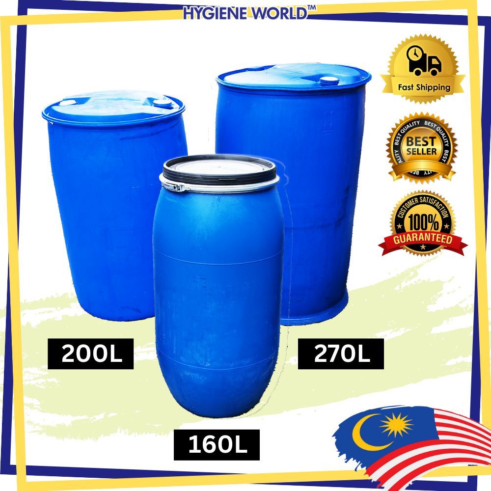 Tong Drum Plastik /Tong Air / Blue Drum Plastic / Bekas Tong 160L 200L ...