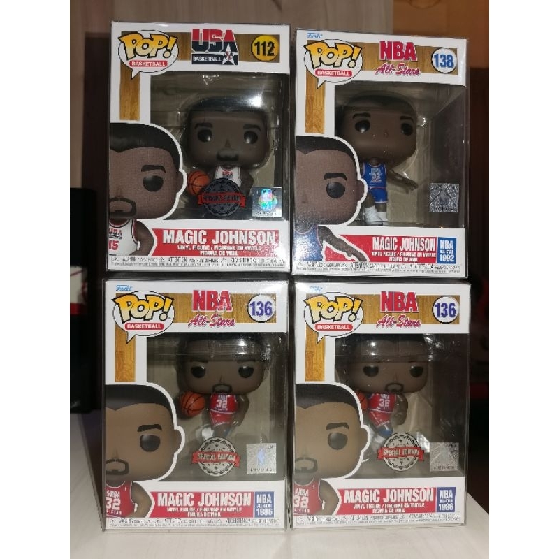 Magic Johnson NBA Funko Pops (FREE PROTECTOR) (All Star, USA Basketball ...