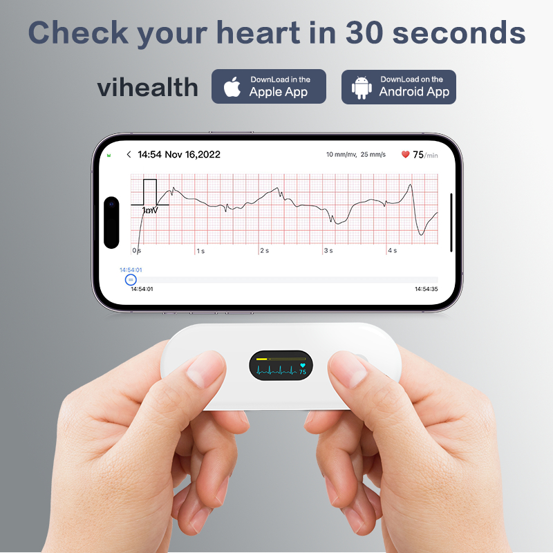 Lepu Medical Portable Instant ECG Device Heart Health Monitor Electrocardiogram Detector ER2 ...