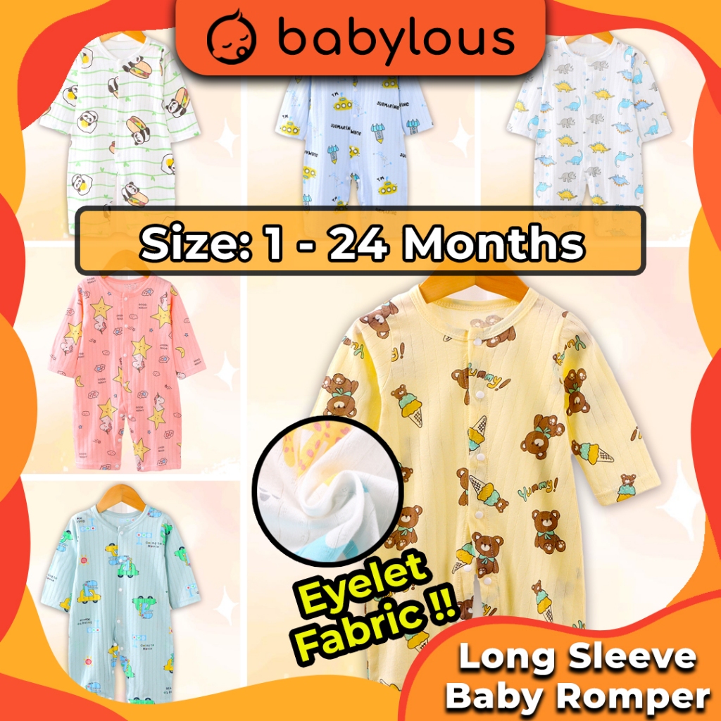 Baju Bayi Newborn Eyelet Cotton Jumpsuit Baby Clothing Long Sleeve ...