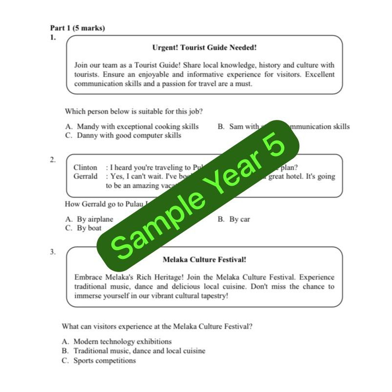 Softcopy - Year 5 - UASA (Year End Assessment) + Unit 5 - 8 + English ...