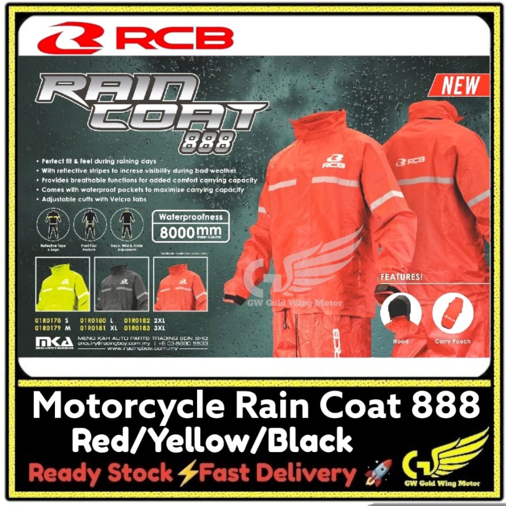 100% ORI RCB 888 SERIES RAIN COAT BAJU HUJAN RAINSUIT MOTORCYCLE ...