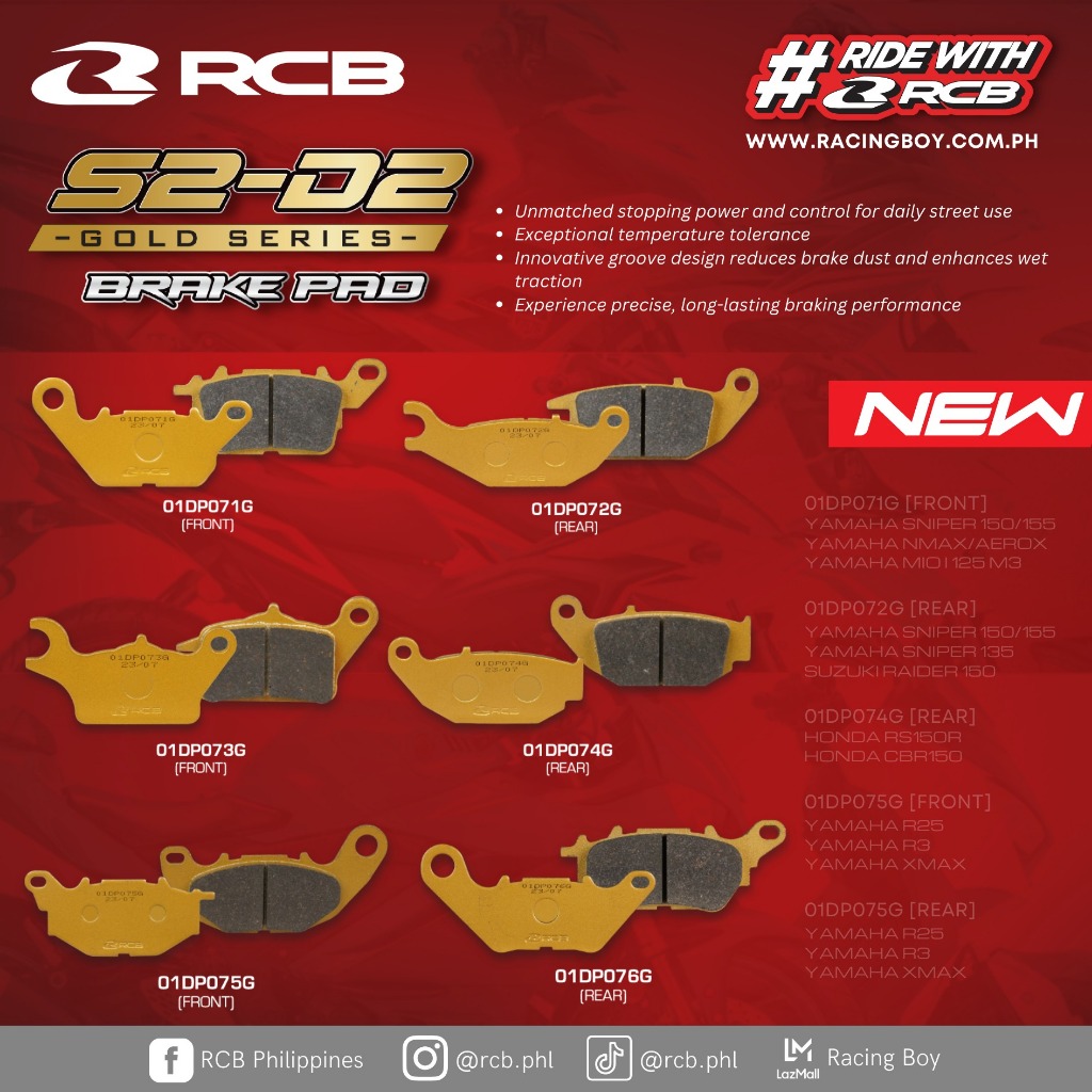 ORIGINAL RCB Brake Pad Yamaha R25 V1 V2 V3 / MT25 / XMax X-Max / R3 ...