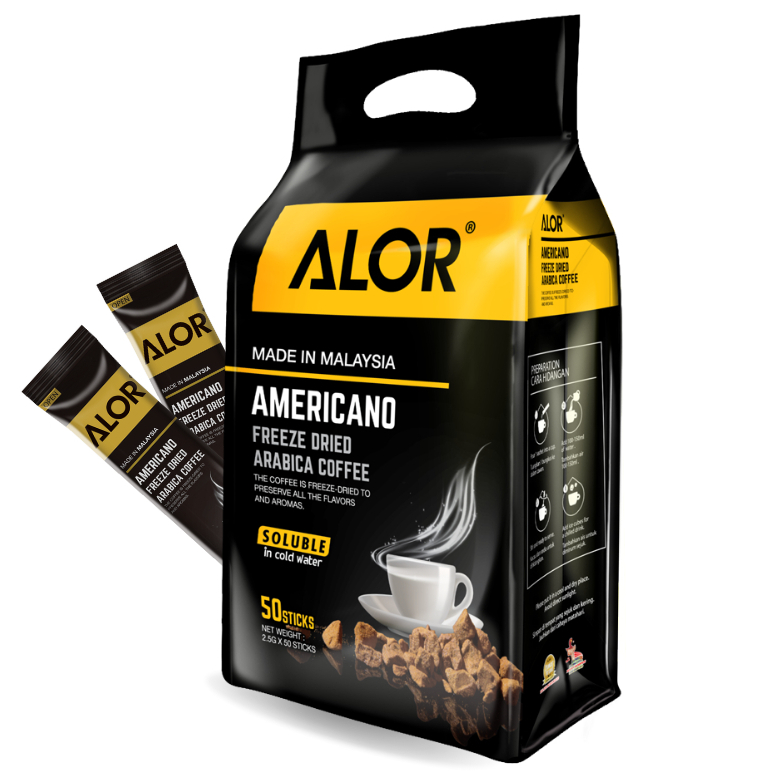 ALOR AMERICANO FREEZE DRIED ARABICA COFFEE SACHETS 50'S | Shopee Malaysia