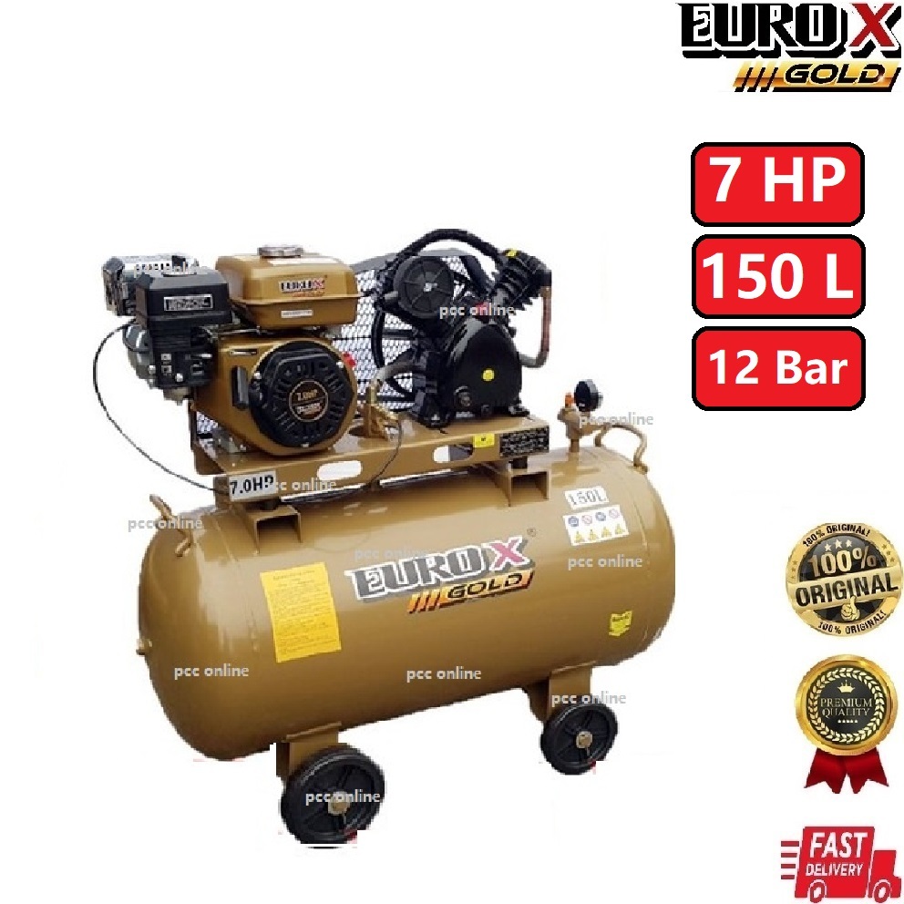 EUROX EAW-7190 Petrol Engine Air Compressor | Compressor Angin 7.0HP 150litre 12Bar (Can Fit ...