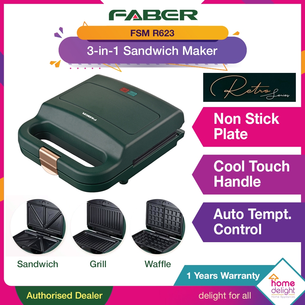Faber 3-in-1 Waffle, Grill, Sandwich Maker FSM R623 | Shopee Malaysia