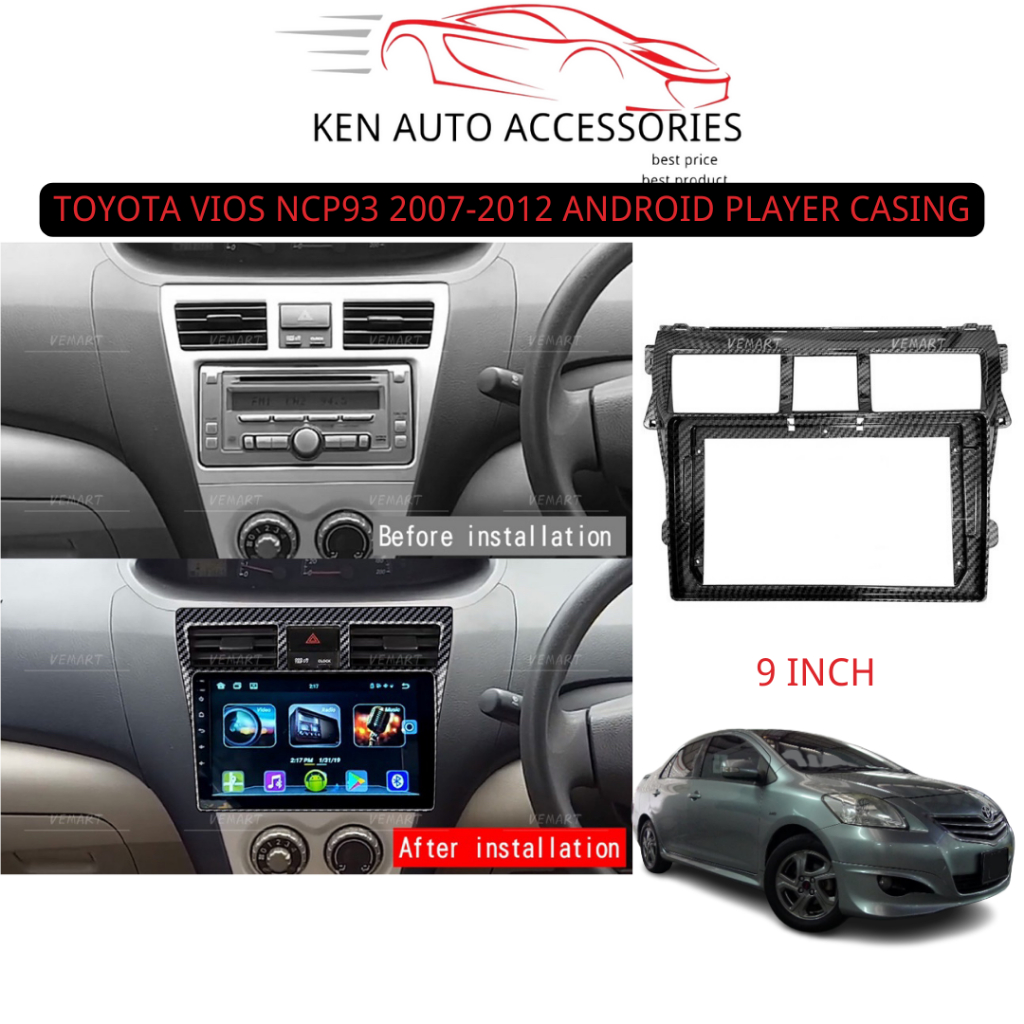 TOYOTA VIOS NCP93 2007-2012 ANDROID PLAYER CASING CARBON FIBER LOOK ...